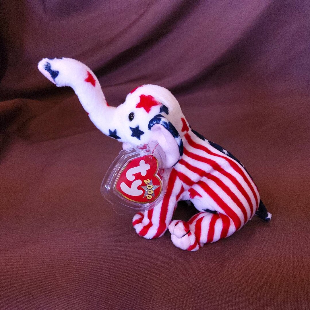 TY Beanie Baby "righty 2000" the Patriotic Elephant. New, Never Played ...