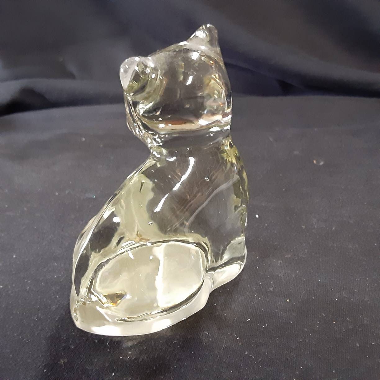 Pressed Clear Glass Cat Paperweight. - Etsy UK