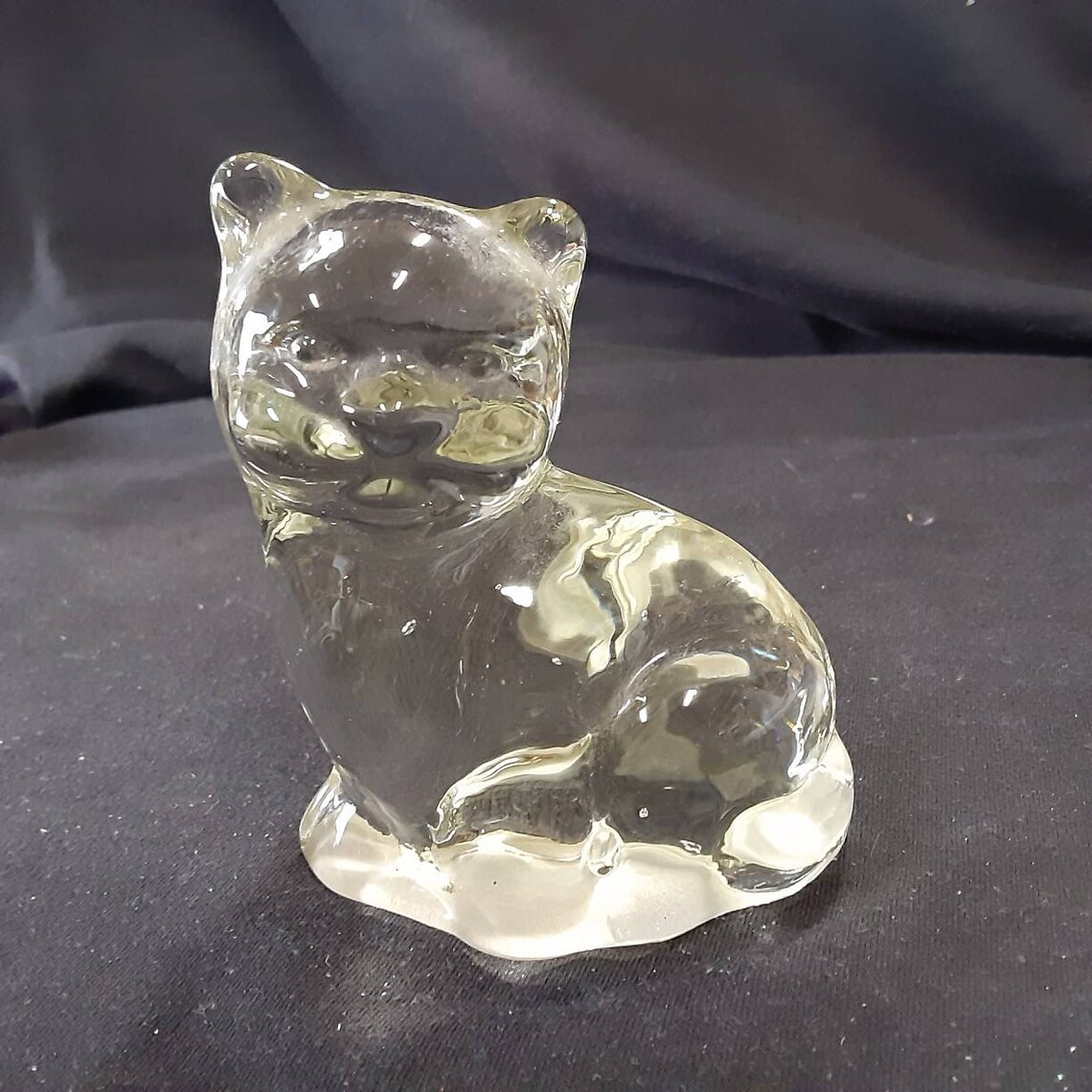 Pressed Clear Glass Cat Paperweight. - Etsy UK