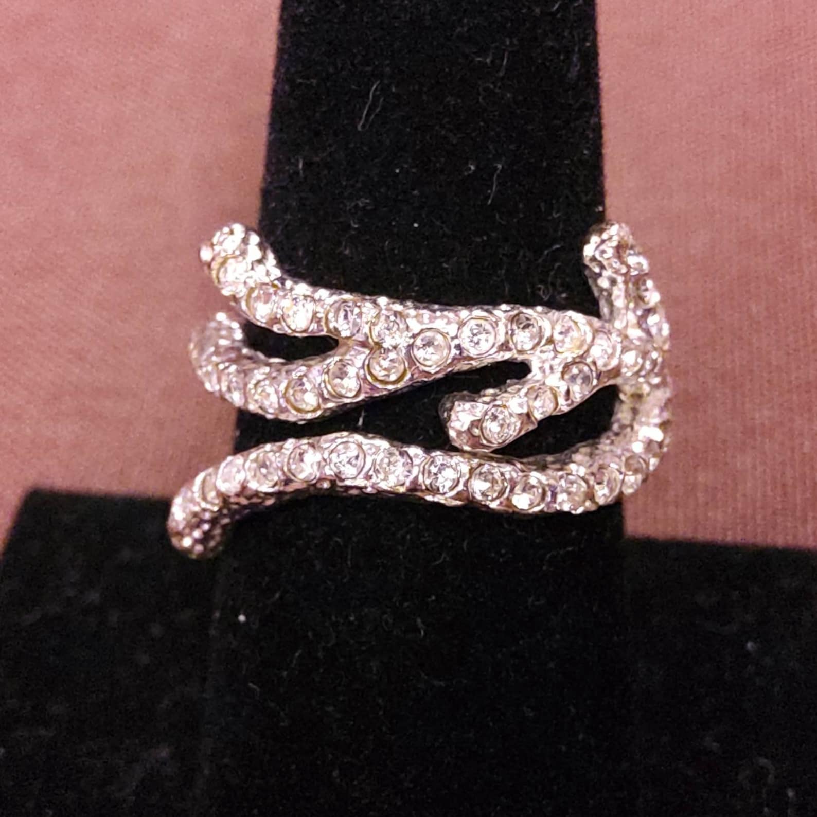 Stunning Silvertone Ring That Looks Like a Branch of Coral Accented ...