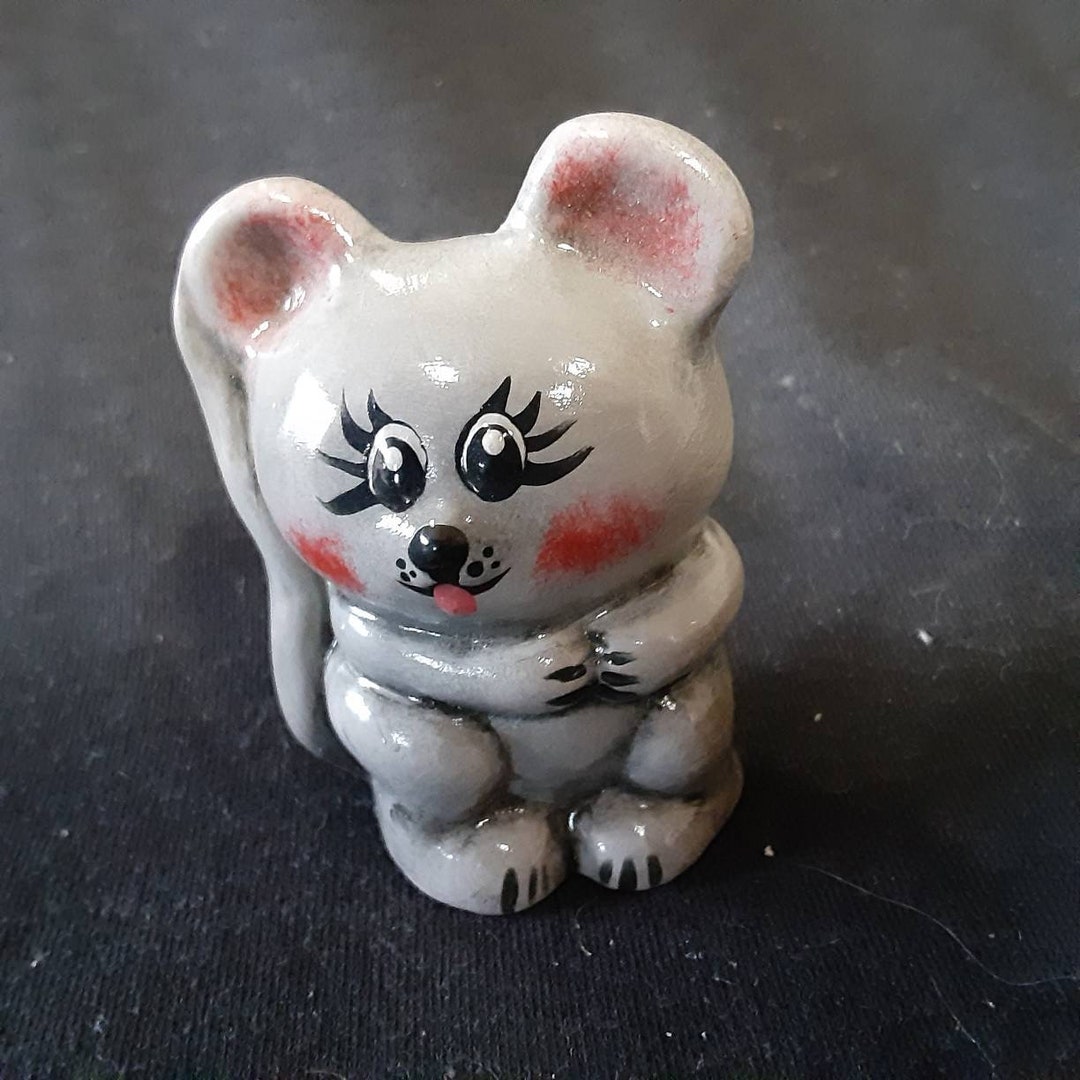 Miniature Ceramic Mouse. Hand Painted. - Etsy