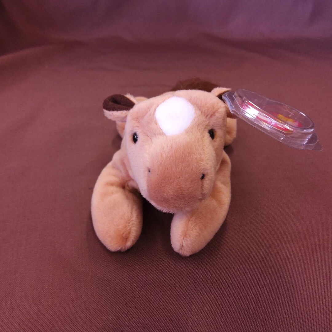 TY Beanie Baby "derby"- White Spot on Forehead and Fuzzy Brown Mane and ...