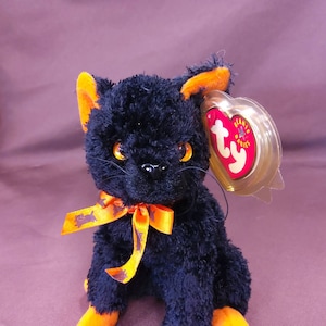TY Beanie Baby "fraidy" the Black and Orange Halloween Cat. New, Never ...
