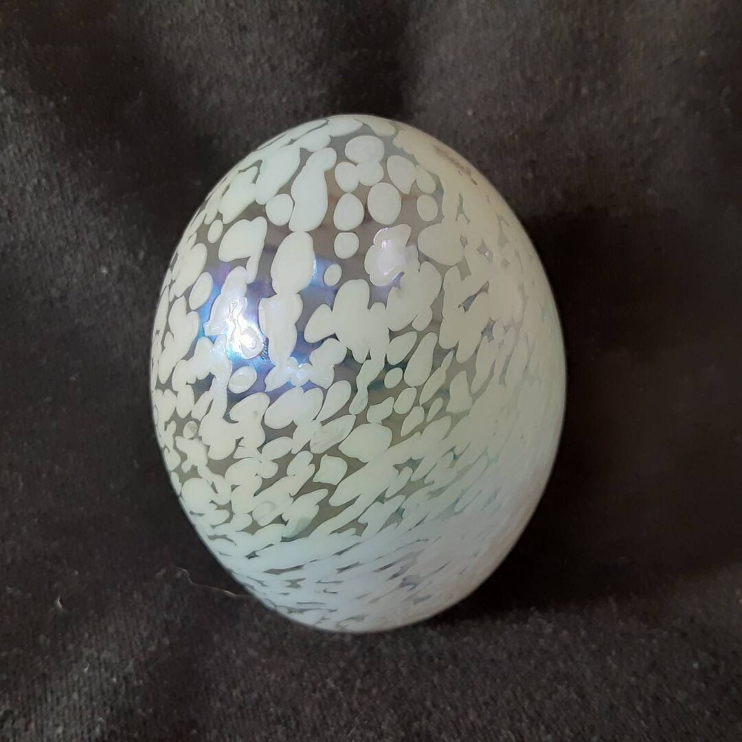 Handblown Iridescent Mottled Egg Paperweight. Vintage. - Etsy