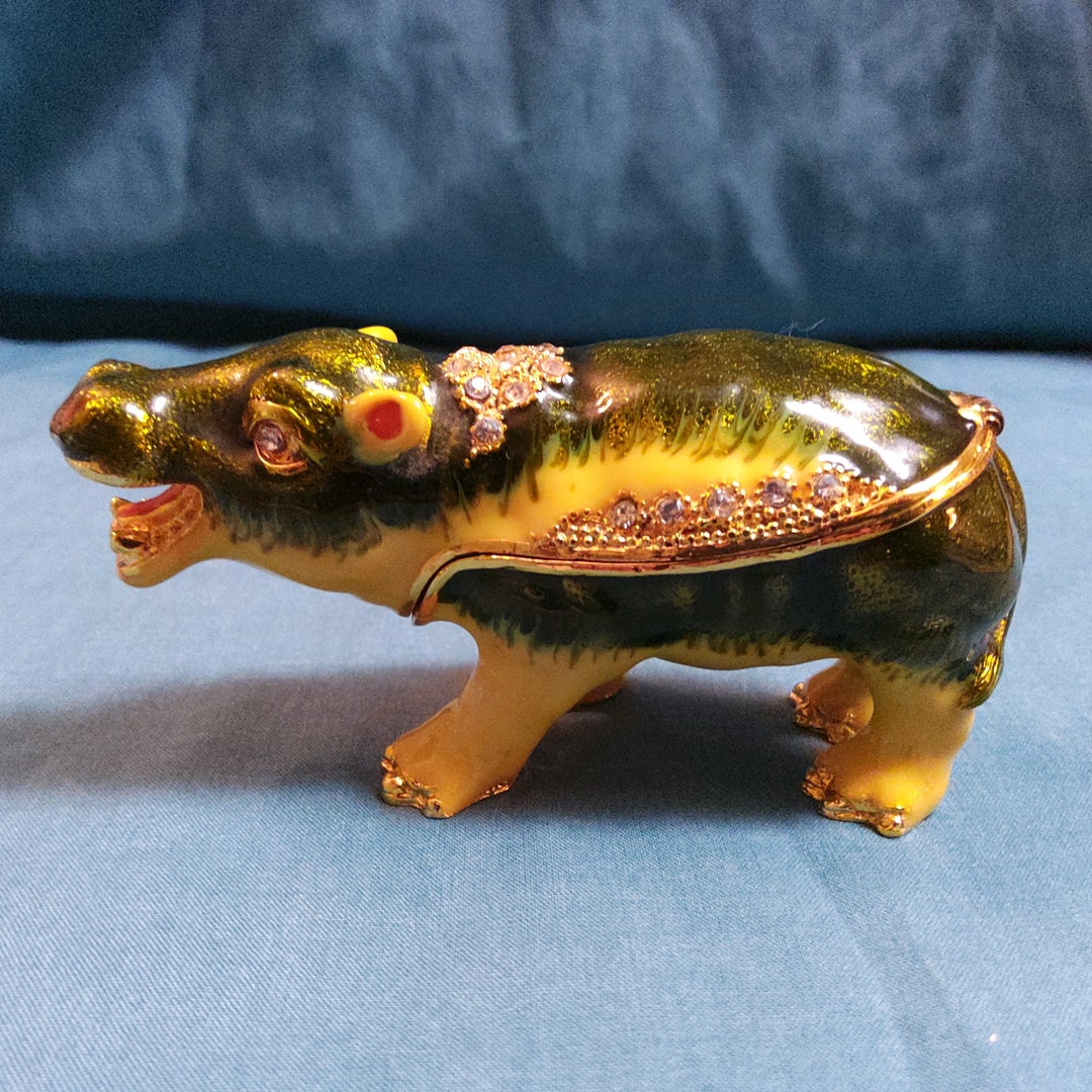 Hippopotamus Magnetic Trinket Box Enhanced With Colored Enamel and ...