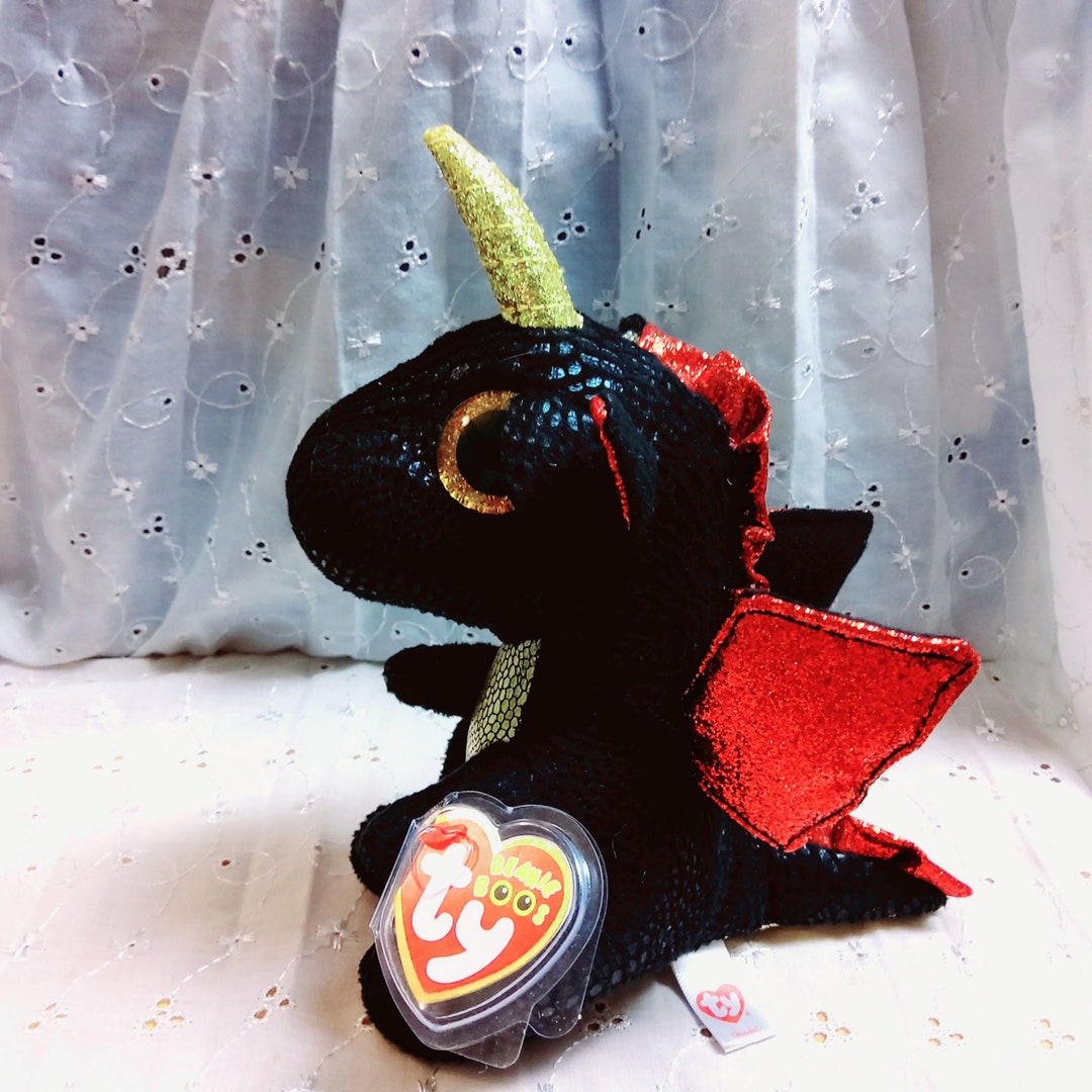 TY Beanie Boos "grindle" the Black, Red and Gold Dragon. New, Never ...