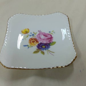 ROYAL ADDERLEY "floral" Bone China Trinket Tray/dish. Made in England ...