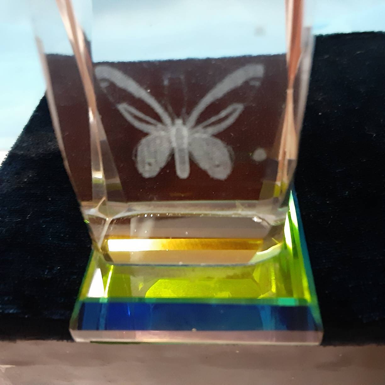 Crystal Prism Column With Insect Etched Inside. - Etsy UK