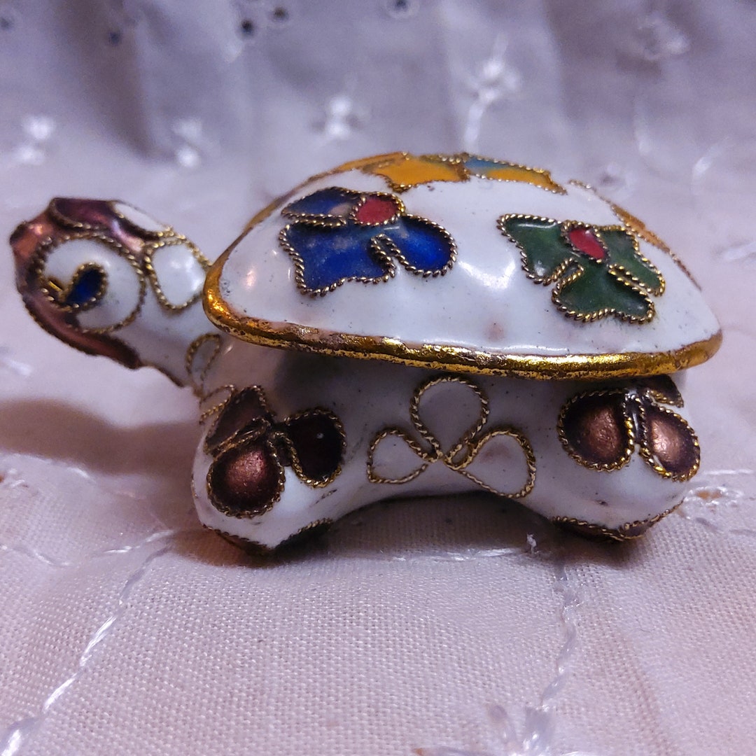 Cloisonne Turtle Trinket Box. Removable Lid. No Maker's Mark Found. - Etsy