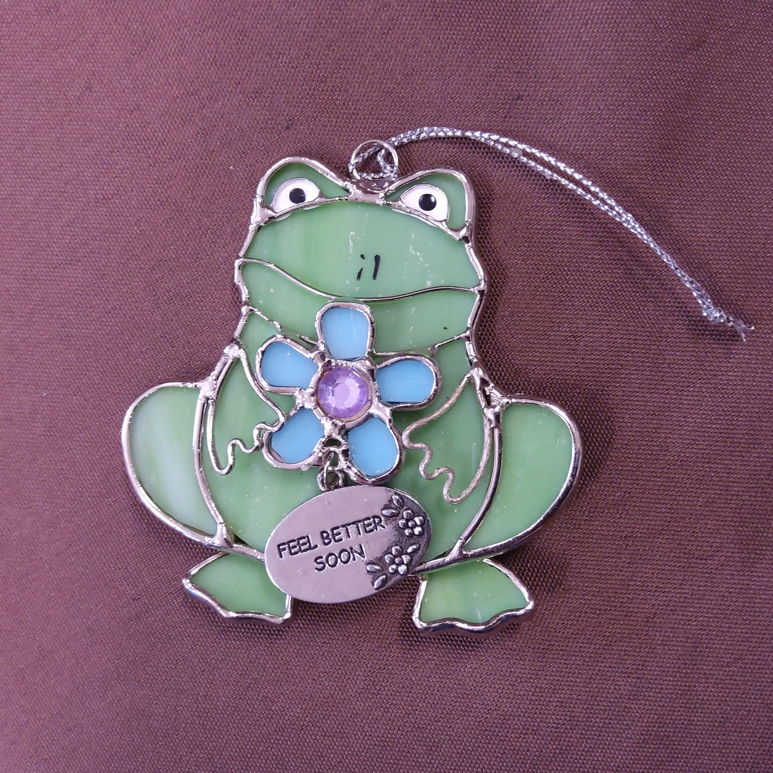 3 "feel Better Soon" Stained Glass Frog Suncatcher. Frog is Holding the ...