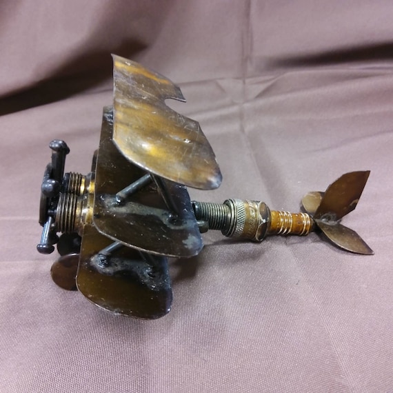 Handmade Folk Art Vintage Metal Biplane Created With Spark - Etsy