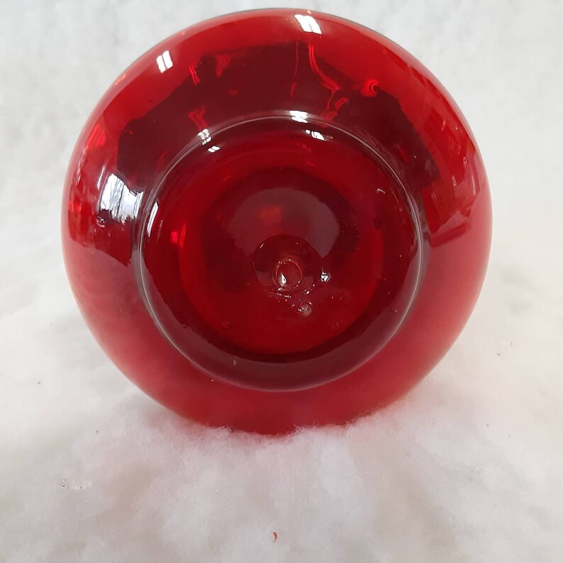 Gorgeous Handblown Ruffled Red Vase With a Ribbon of Yellow Glass ...