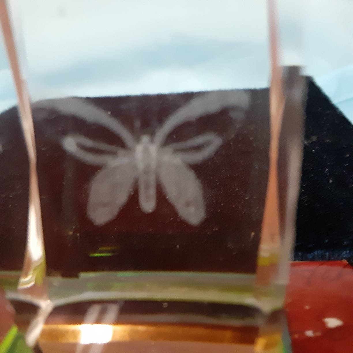 Crystal Prism Column With Insect Etched Inside. - Etsy UK