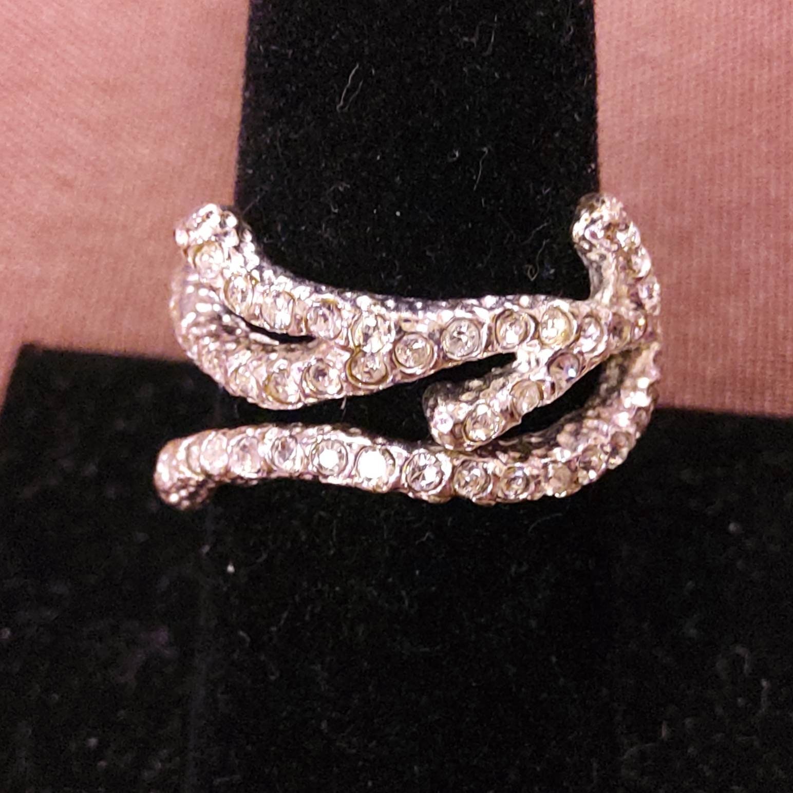 Stunning Silvertone Ring That Looks Like a Branch of Coral Accented ...