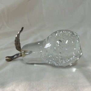 Vintage Studio Art Glass Pear Paperweight With Goldtone Metal Leaf and ...