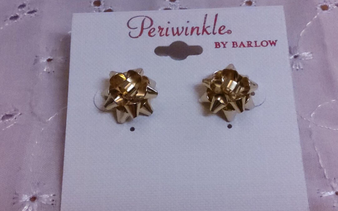 PERIWINKLE Goldtone Metallic Bow Stud Earrings. NEW, Comes on the ...