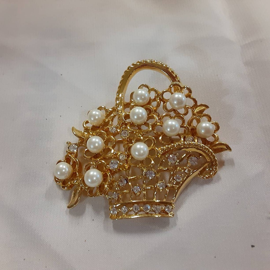 Beautiful Golden Filigree Basket Sprinkled With Pearls and - Etsy