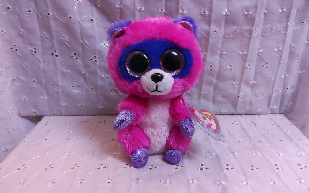 TY Beanie Boos roxie the Pink and Purple Raccoon. New, Never Played ...