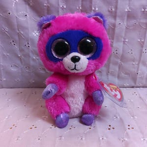 TY Beanie Boos roxie the Pink and Purple Raccoon. New, Never Played ...