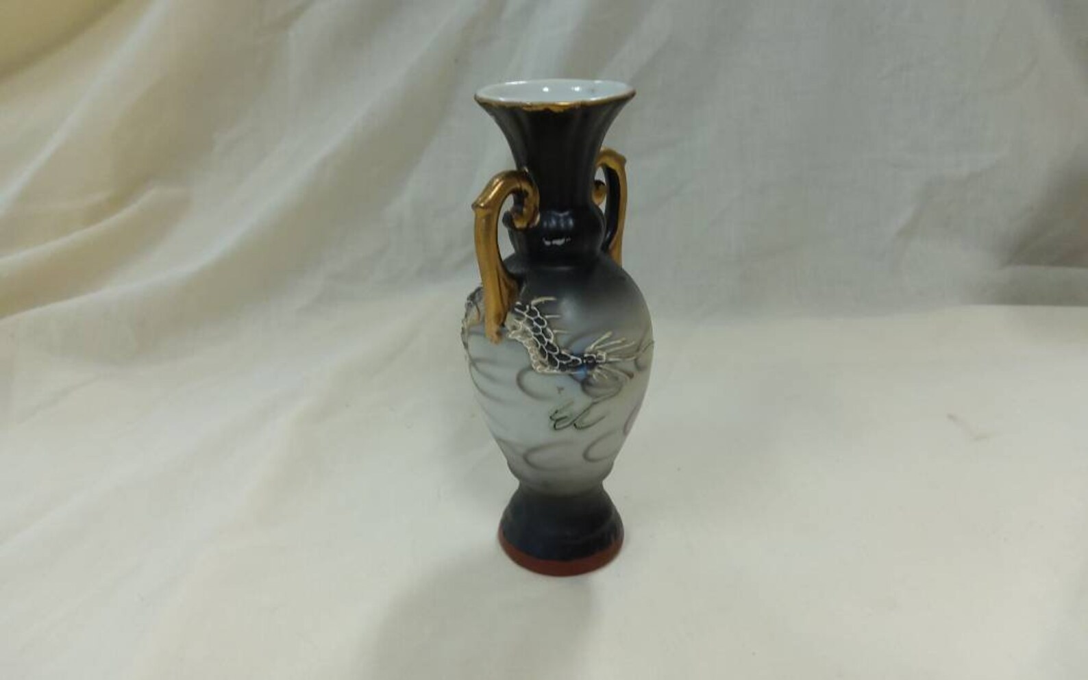 DRAGONWARE VASE Black Design With Double Gold Handles From - Etsy