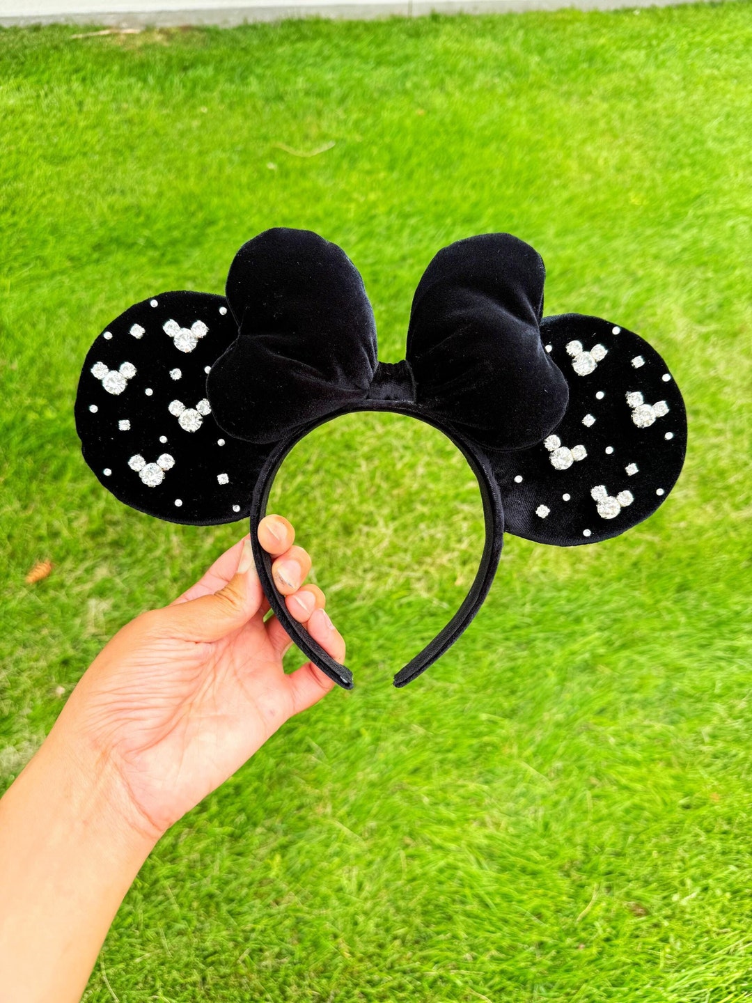 Rhinestone Minnie Ears - Black Mickey Ears - Cute Coquette Mickey Mouse ...