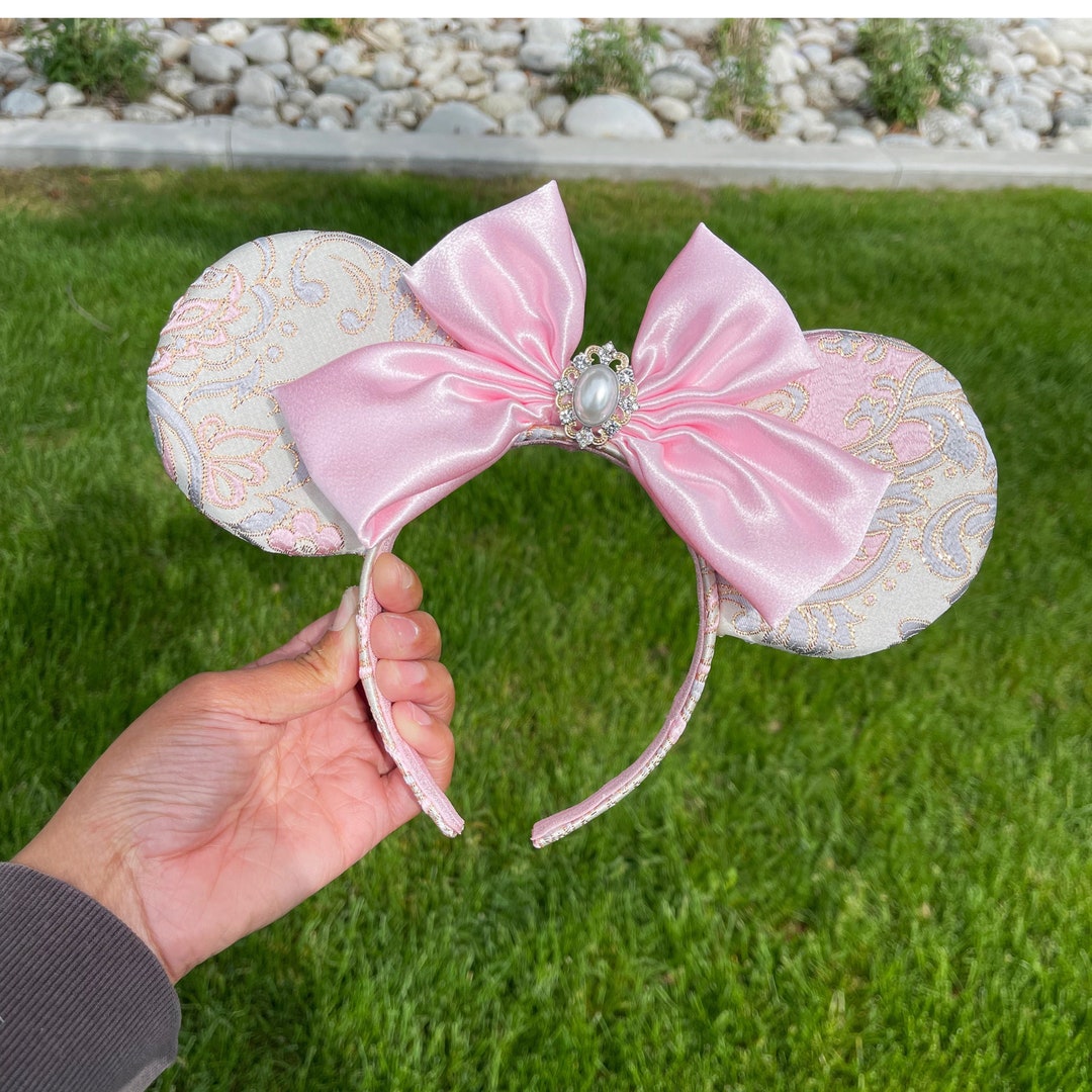 Pink Princess Minnie Ears With Bow | Handmade Pink Disney Ear Headband ...