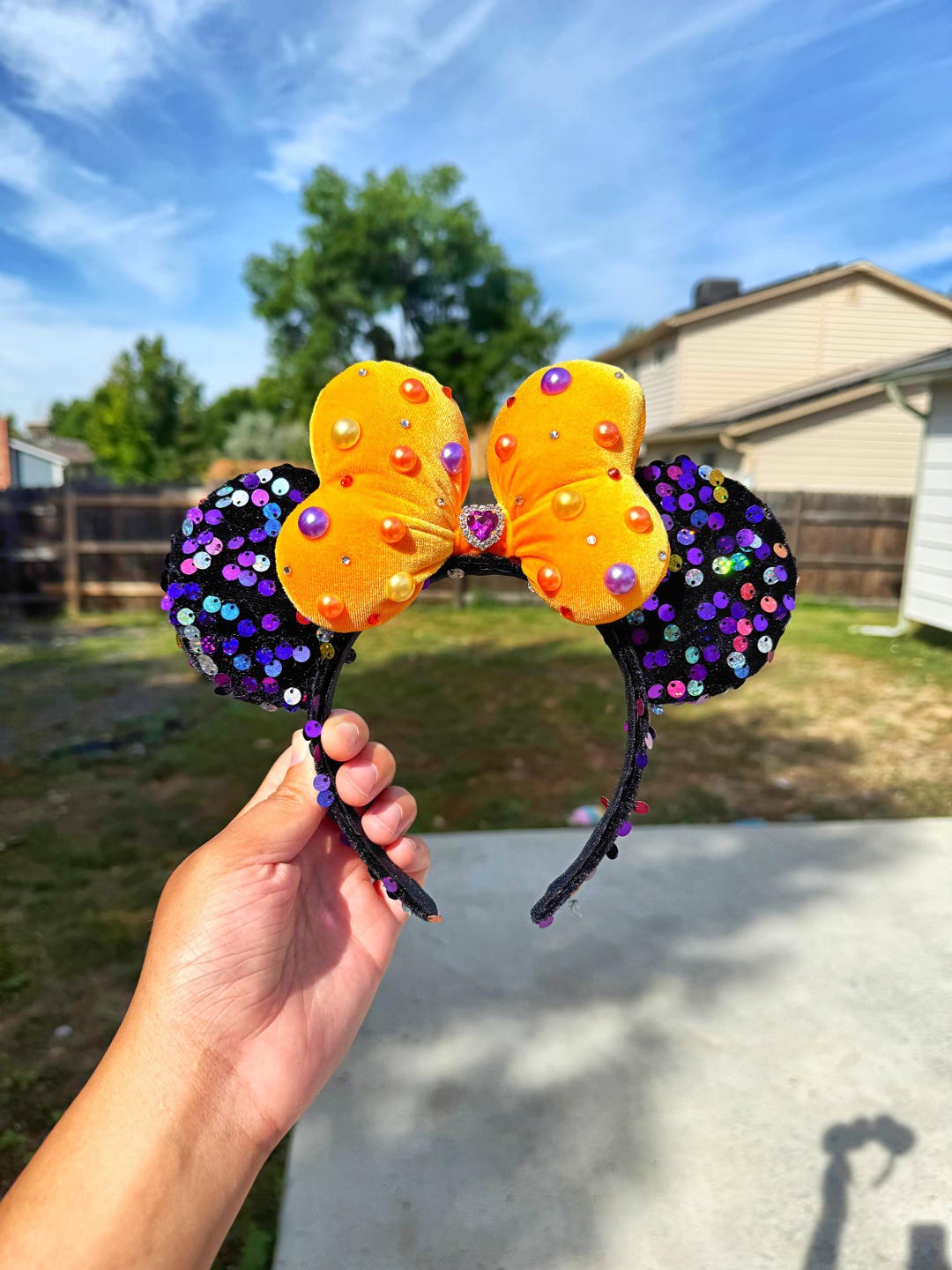 Halloween Sequin Minnie Ear, Halloween Minnie Ear, Halloween, Spooky ...