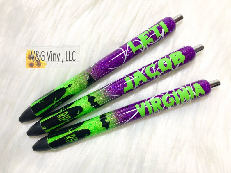 Spooky Glitter Pen Graveyard Pen Halloween Glitter Pen - Etsy
