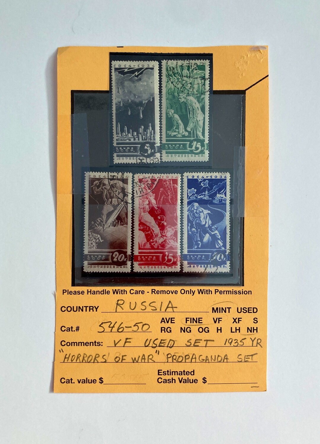 Vintage Horrors of War Propaganda Stamp Set From 1935 Set Includes 5 ...
