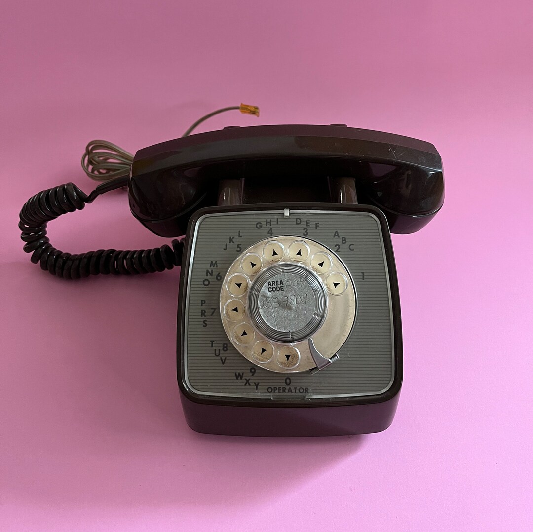 Vintage Brown Rotary Phone With Beige and Silver Accent - Etsy