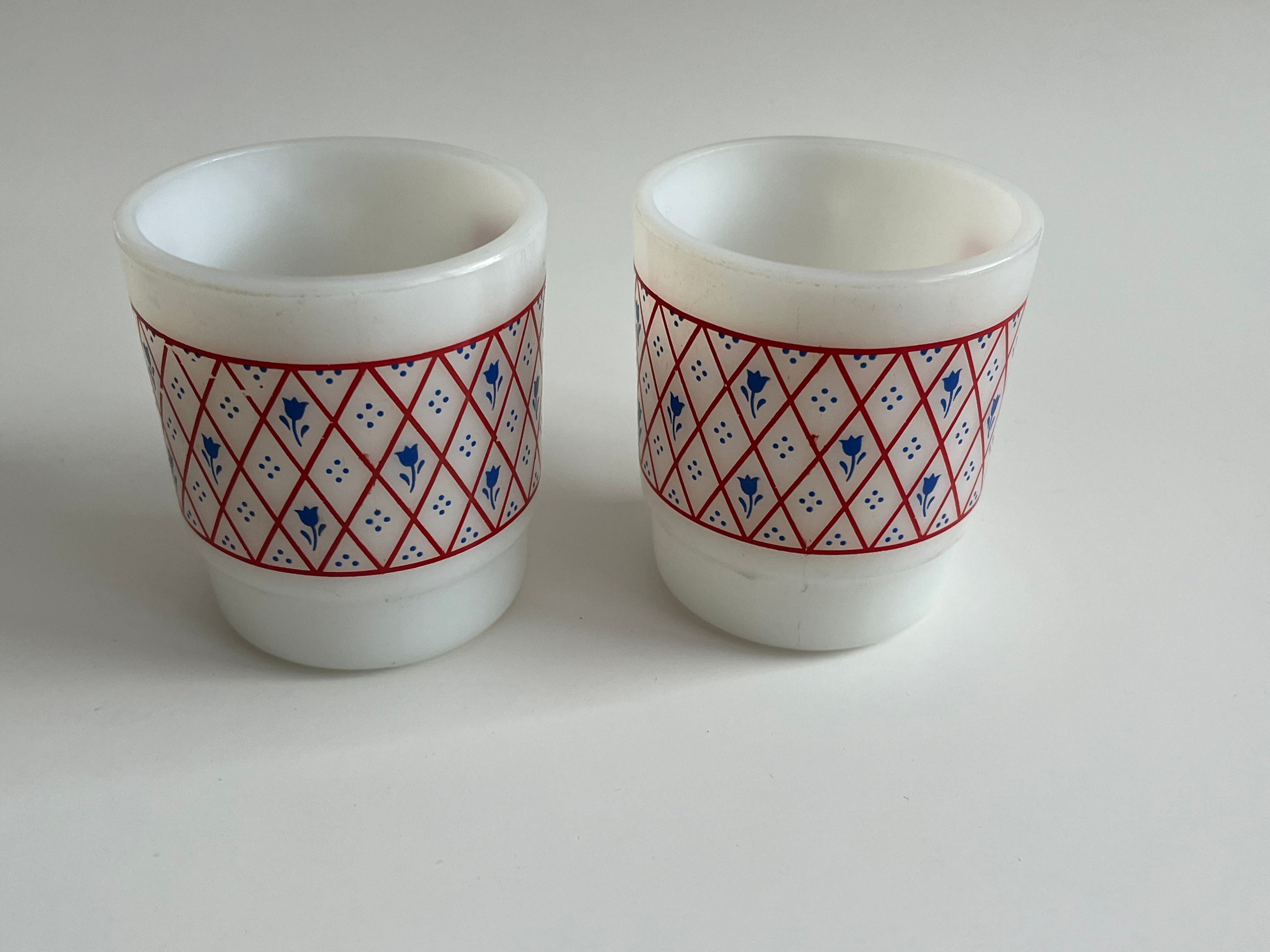 Set of 2 Vintage Termocrisa Milk Glass Mugs With Floral - Etsy