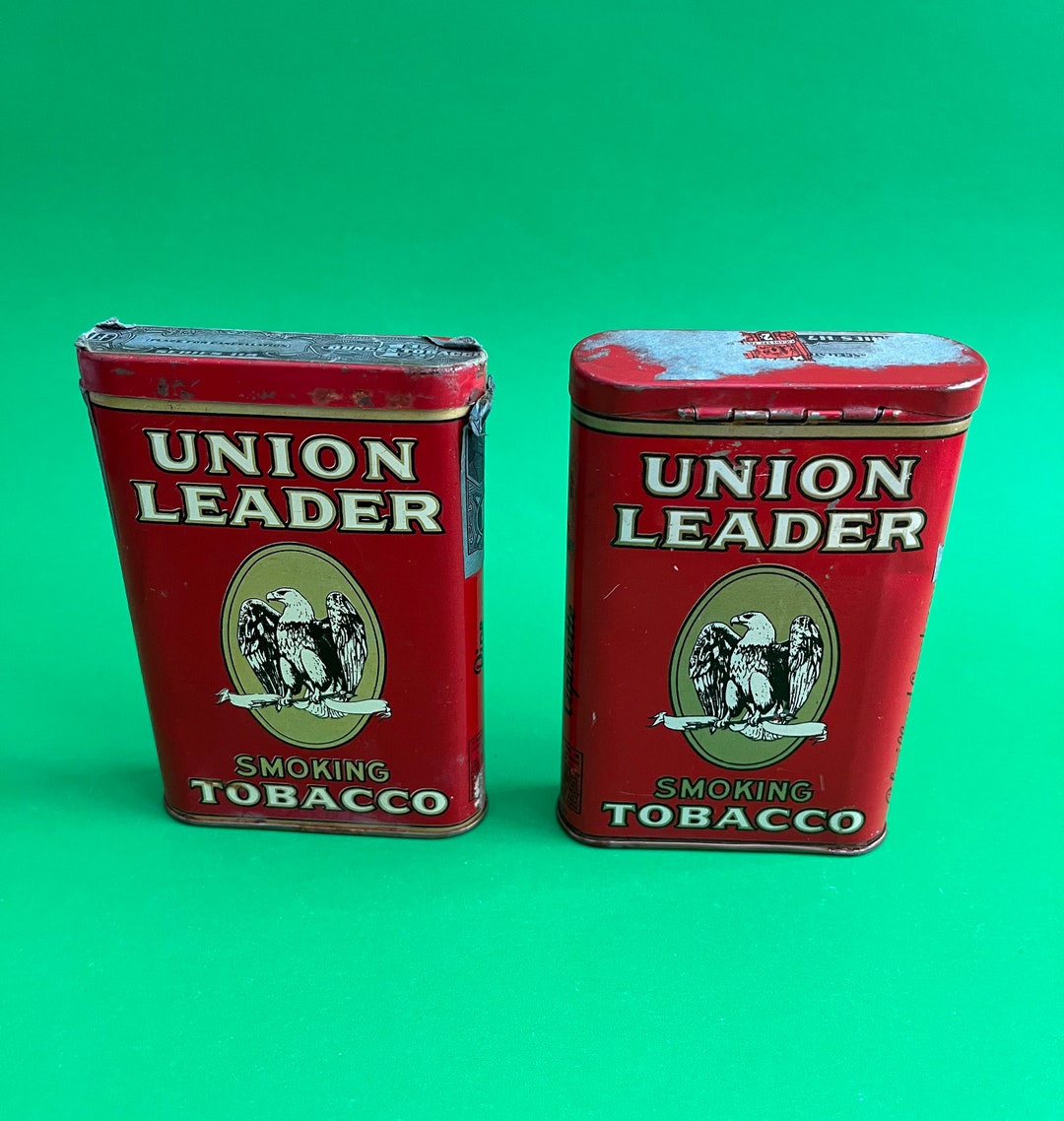 2 Union Leader Smoking Tobacco Tins - Advertising Collectible Vintage ...