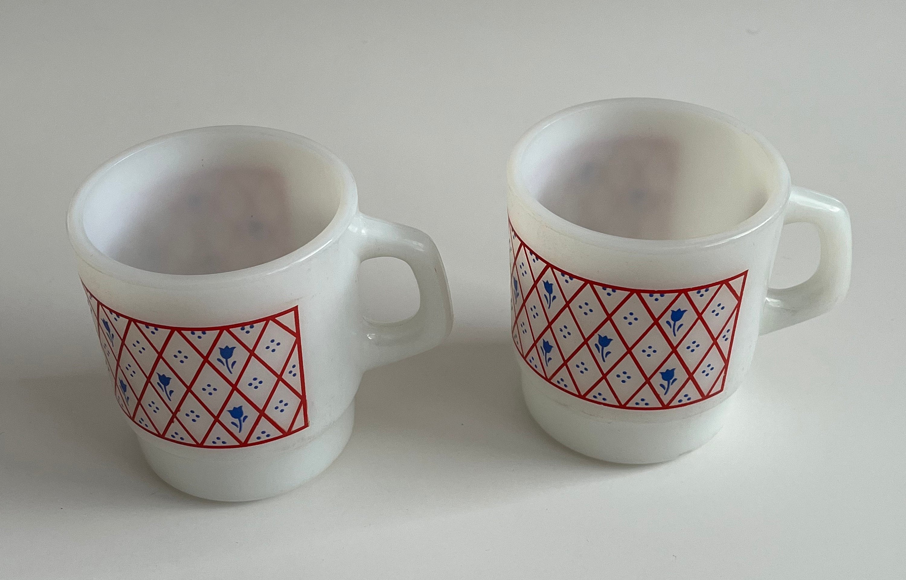 Set of 2 Vintage Termocrisa Milk Glass Mugs With Floral - Etsy
