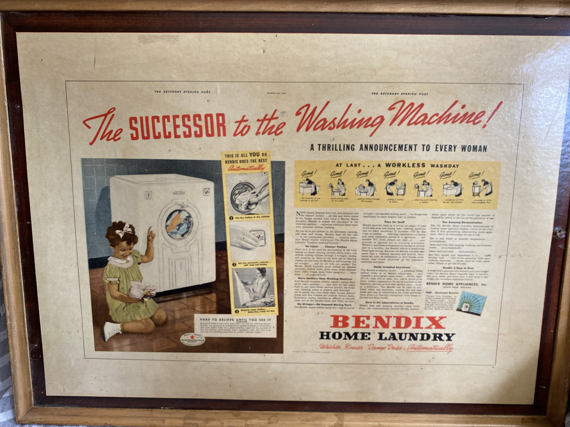 Bendix Home Laundry Washing Machine 1937 Store Advertisement - Etsy