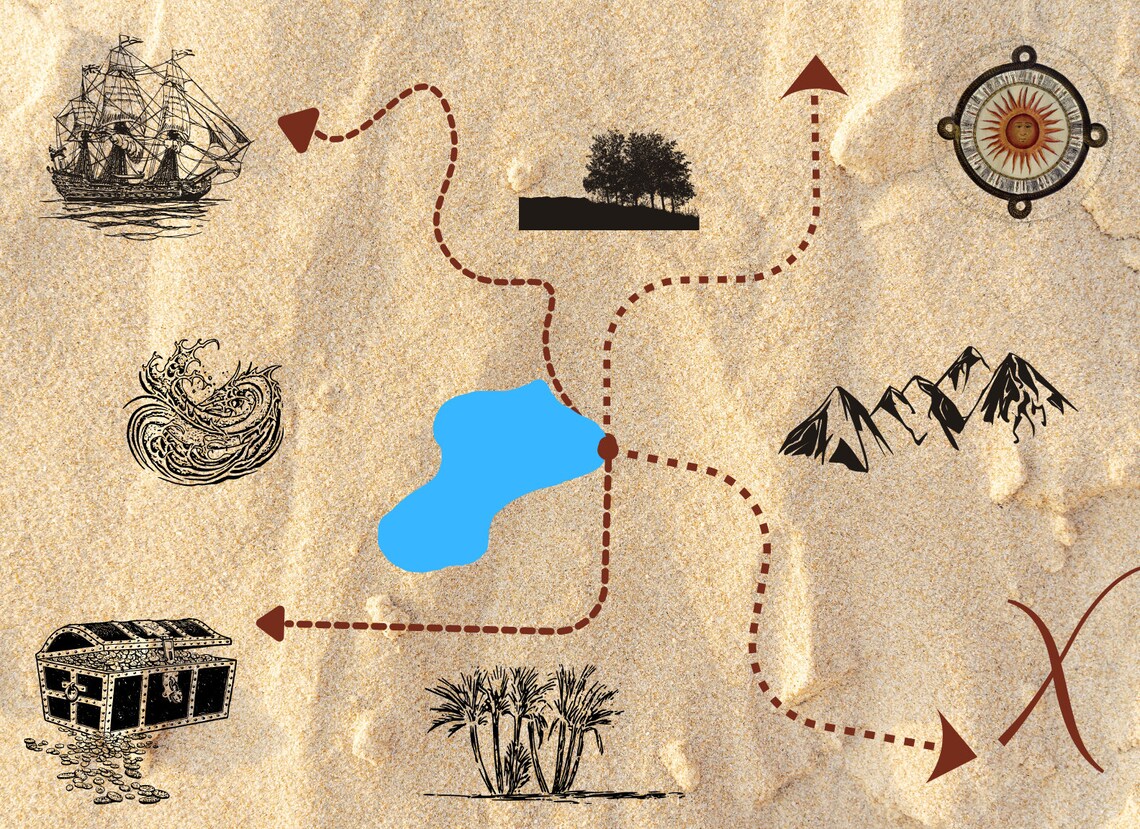 Canva Template Treasure Map Photo Collage - Etsy