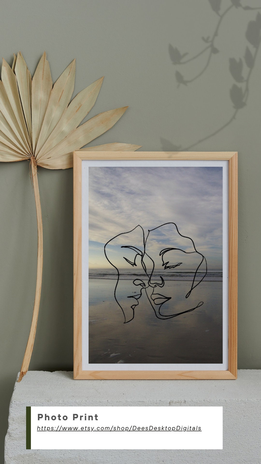 Digital Print Download Quiet Ocean With Line Drawing Quiet Beach Home ...