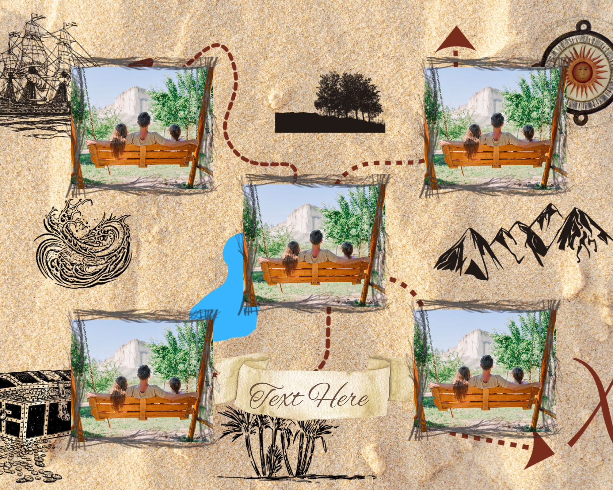 Canva Template Treasure Map Photo Collage - Etsy