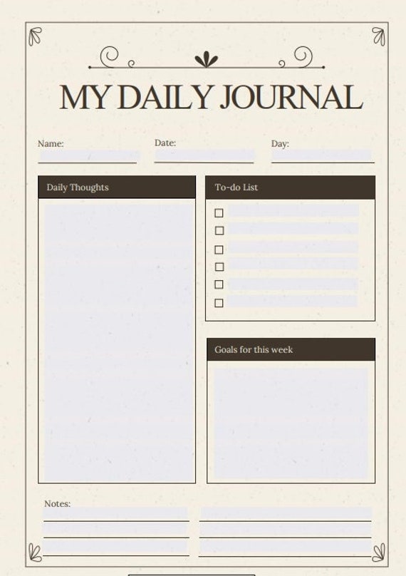 PDF Fillable My Daily Journal - Etsy