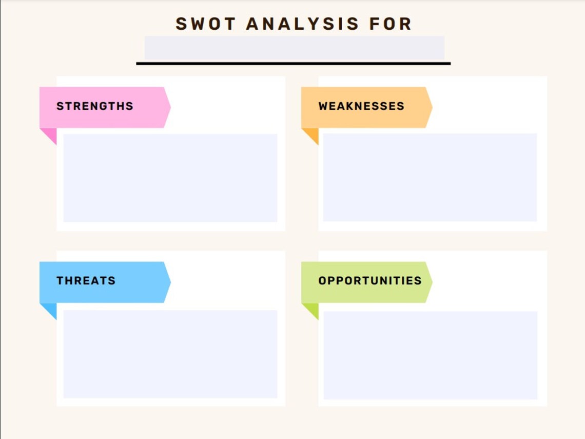 PDF Fillable Colorful SWOT ANALYSIS - Etsy