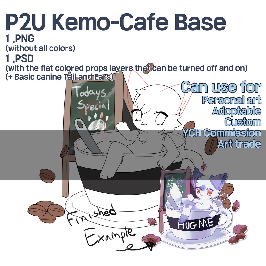 Kemo-cafe Chibi Anthro Furry Base Cute Kawaii Lineart for - Etsy UK