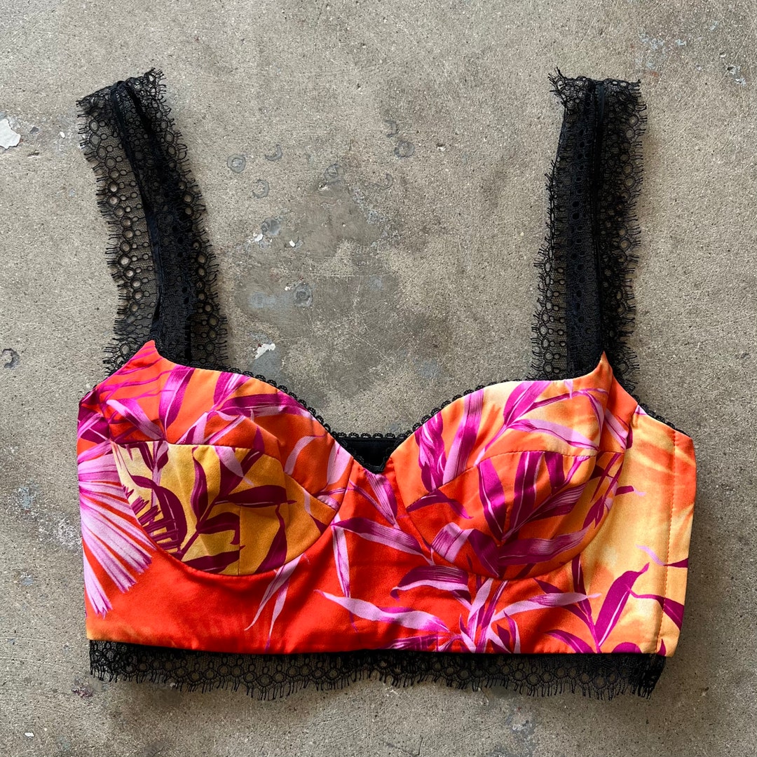 Versace Tropical Print and Lace Bralette Top - Etsy