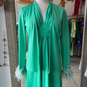 Vintage Green Dress With Matching Feather Trim Jacket - Etsy