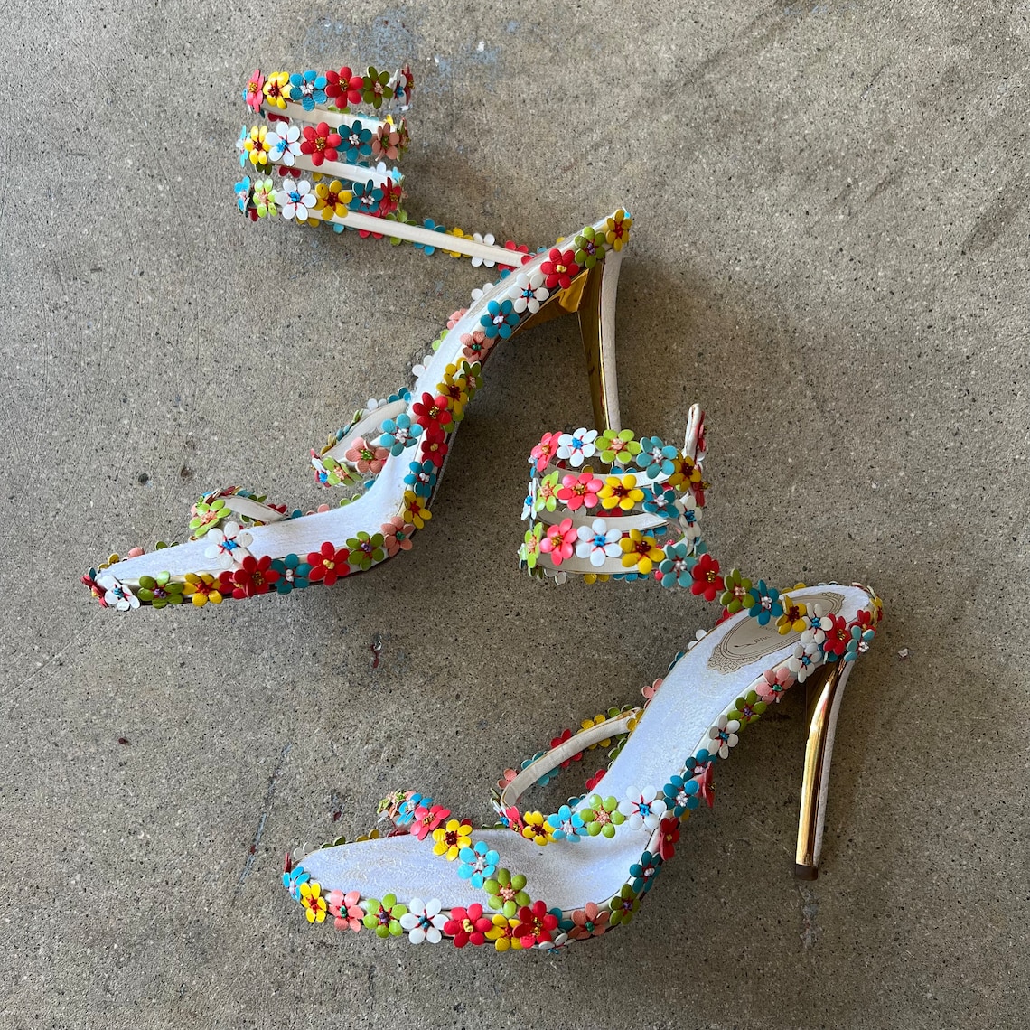 Rene Caovilla Rainbow Floral Heels - Etsy