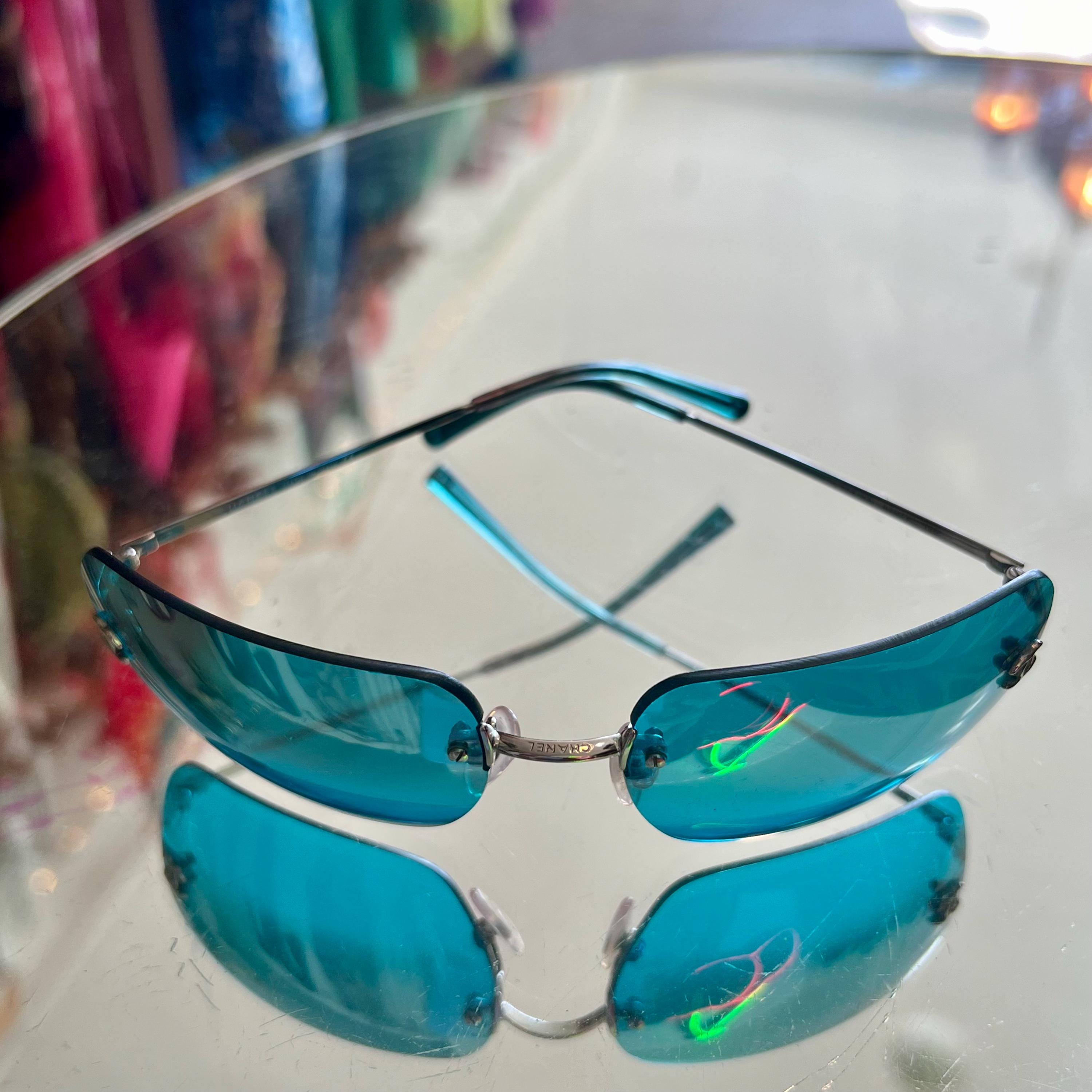 Blue Y2K Chanel Sunglasses - Etsy Blue Y2K Chanel Sunglasses - Etsy