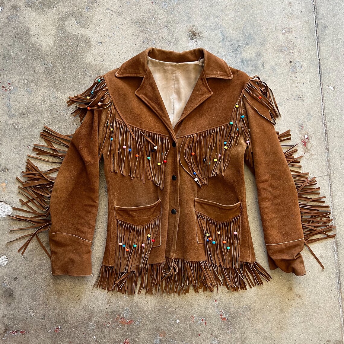 1970s Beaded Fringe Suede Jacket - Etsy