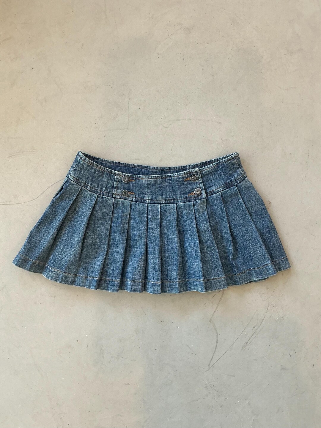 Pleated Denim Mini Skirt by Encore Jeans - Etsy