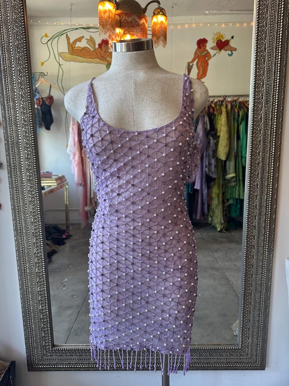 Mesh purple dress with - Gem