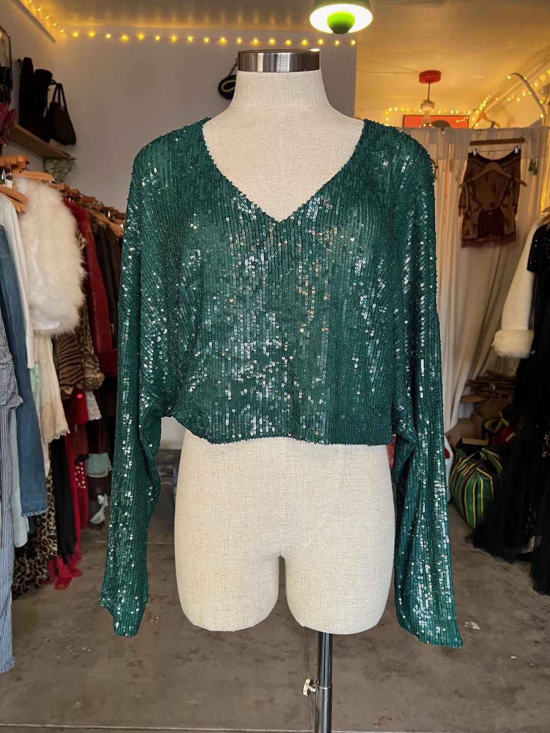 NWT in the Mood for Love Emerald Green Sequin Top - Etsy