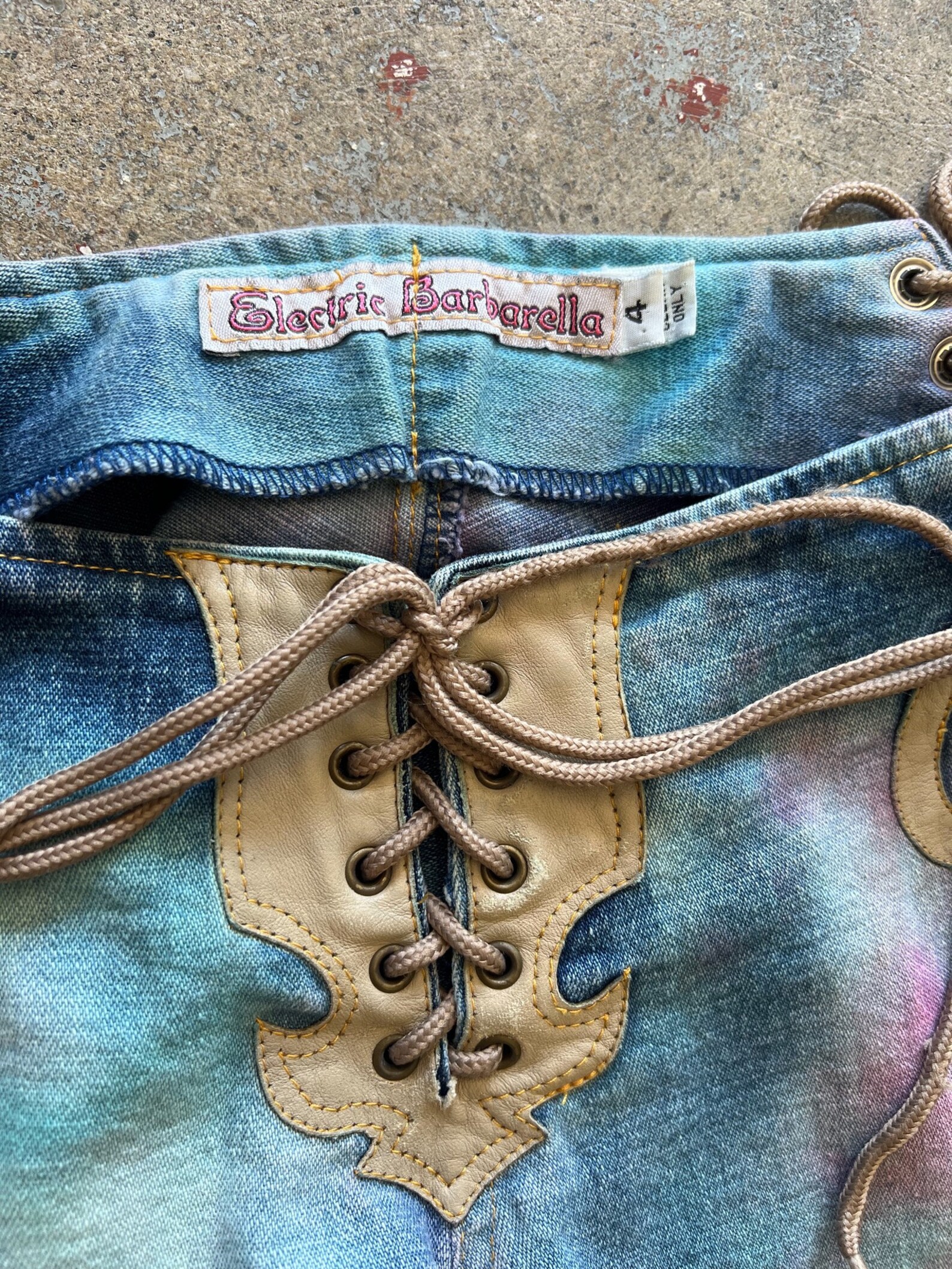 Electric Barbarella Low Rise Y2K Leather Trim Jeans - Etsy