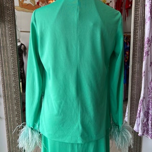 Vintage Green Dress With Matching Feather Trim Jacket - Etsy